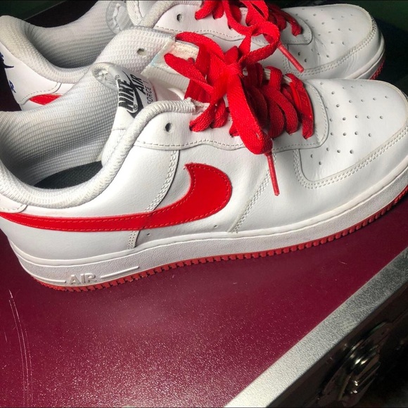 Nike | Shoes | Custom Red And White Air Forces | Poshmark